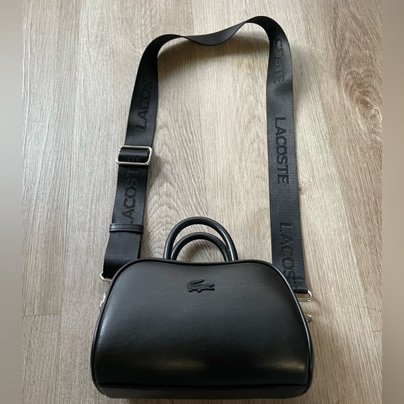 Lacoste | Bags | Lacoste Lora Black Leather Top Handle Mini Crossbody ...
